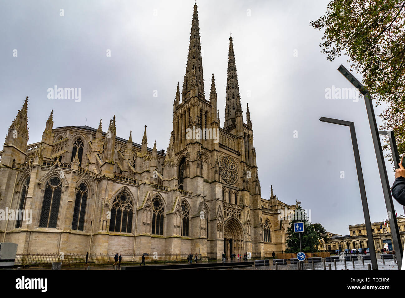 Cathedrale Saint Andre and Pey Berland Tower in Bordeaux, France Stock ...