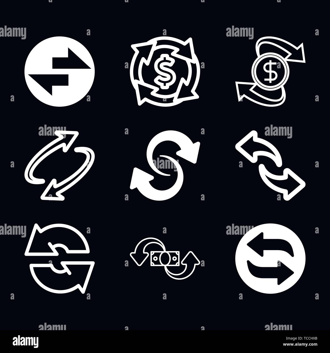 Exchange and convert icon. Arrow trade return. Vector illustration ...