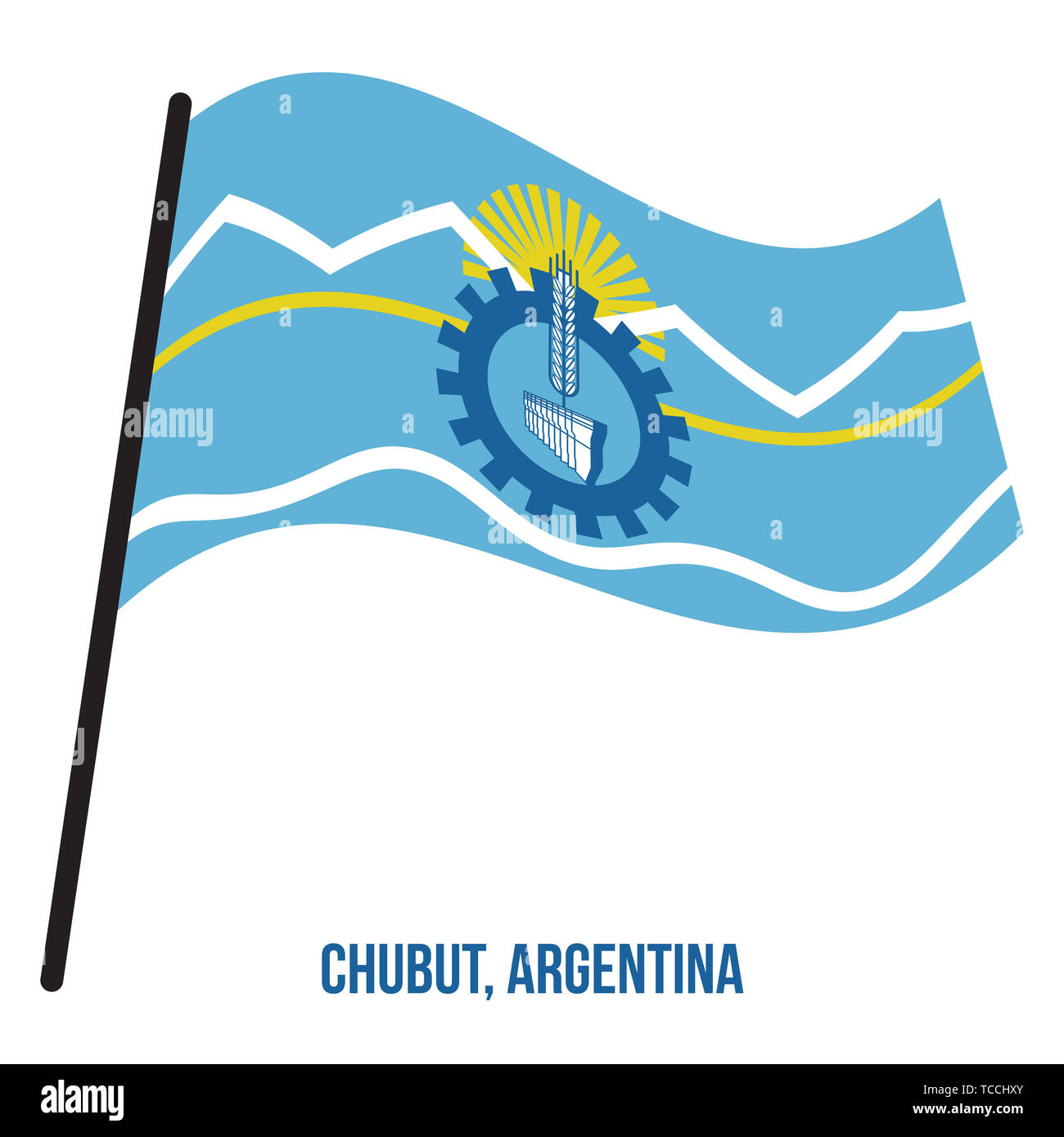 Chubut Flag Waving Vector Illustration on White Background. Flag of ...