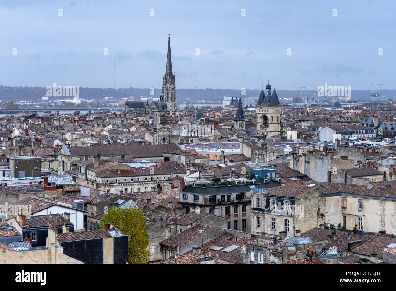 Cathedrale Saint Andre and Pey Berland Tower in Bordeaux, France Stock ...