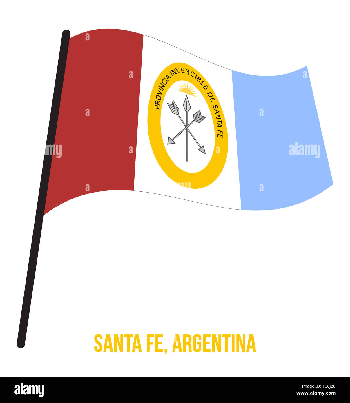 Santa Fe Flag Waving Vector Illustration on White Background. Flag of ...
