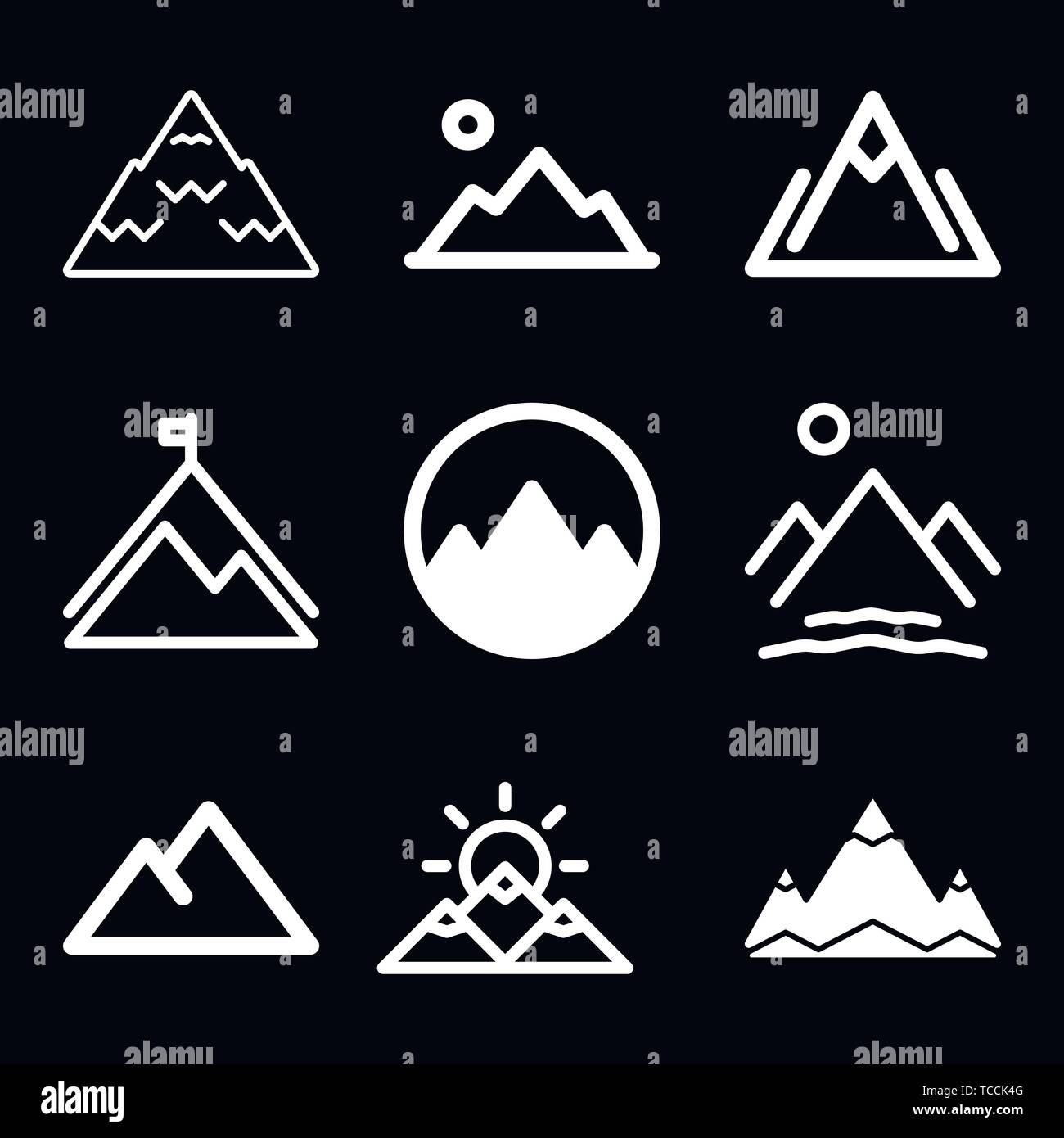 Mountain icon logo, vector sign symbol for design Stock Vector Image ...