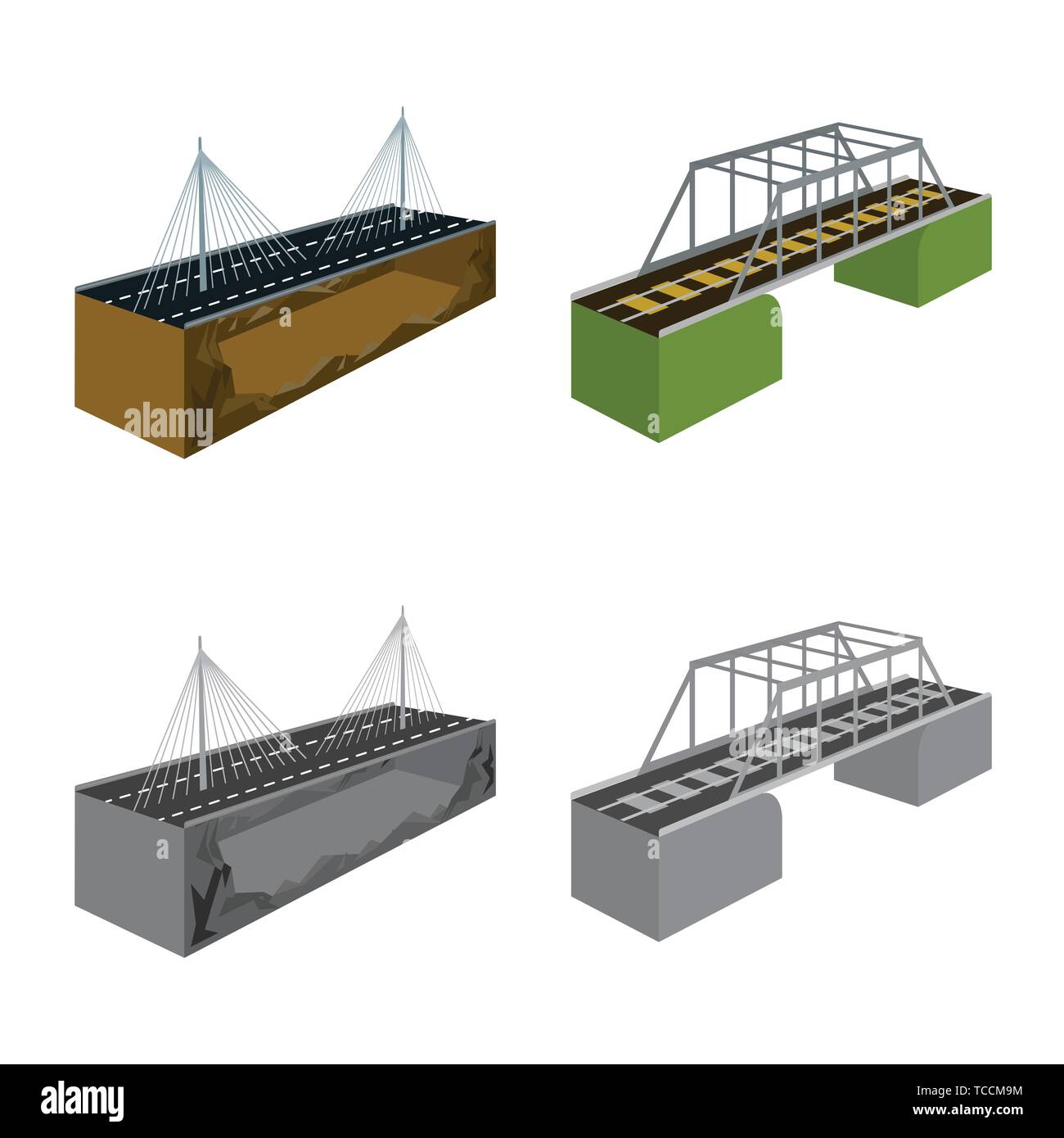 bridge,mounted,sea,modern,assembled,long,columns,autobahn,shore,metal ...