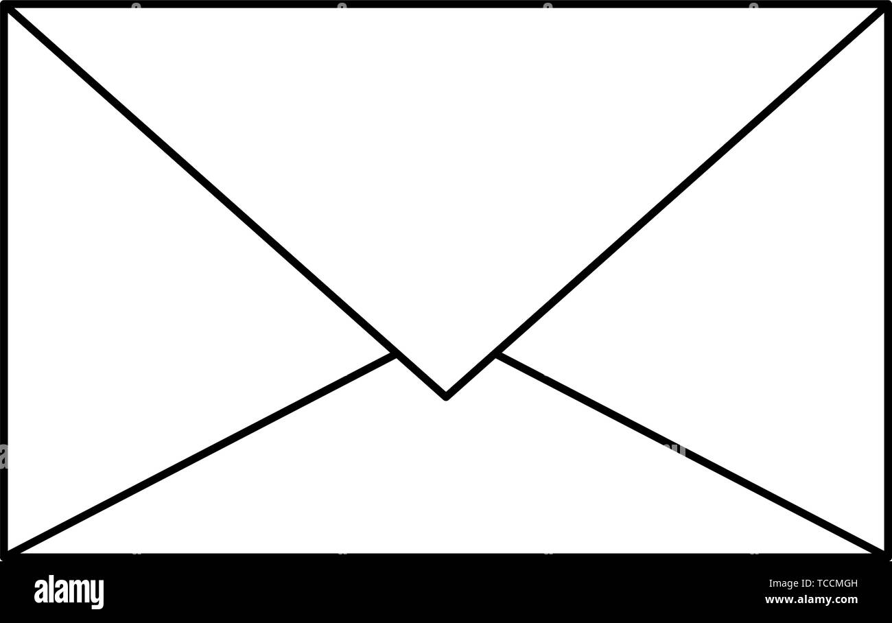 Email envelope symbol isolated cartoon in black and white Stock Vector ...
