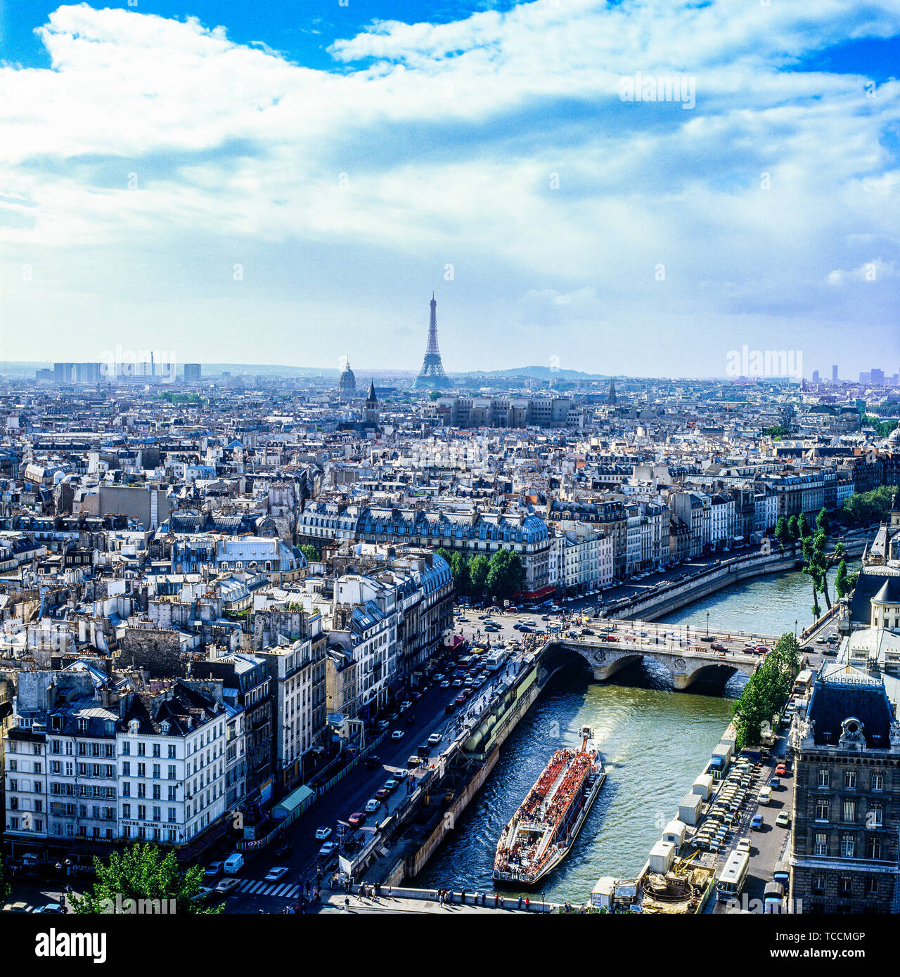 Overview of the city from Notre-Dame de Paris cathedral, sightseeing ...