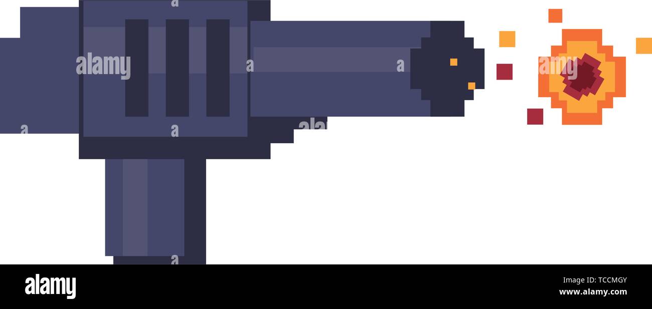 Retro videogame handgun shooting pixelated cartoon Stock Vector Image ...