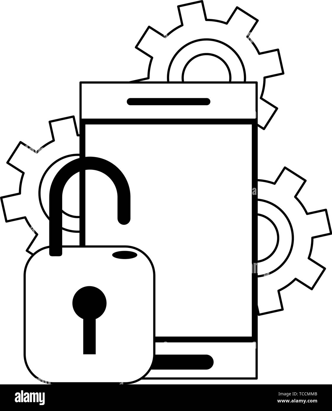 Business and smartphone technology symbols in black and white Stock ...