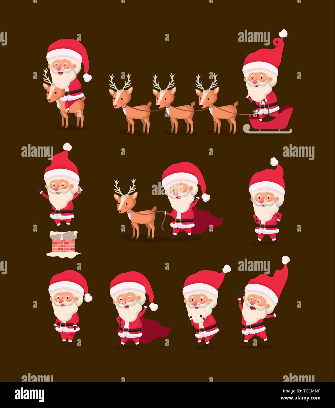 group of santa claus and reindeer Stock Vector Image & Art - Alamy