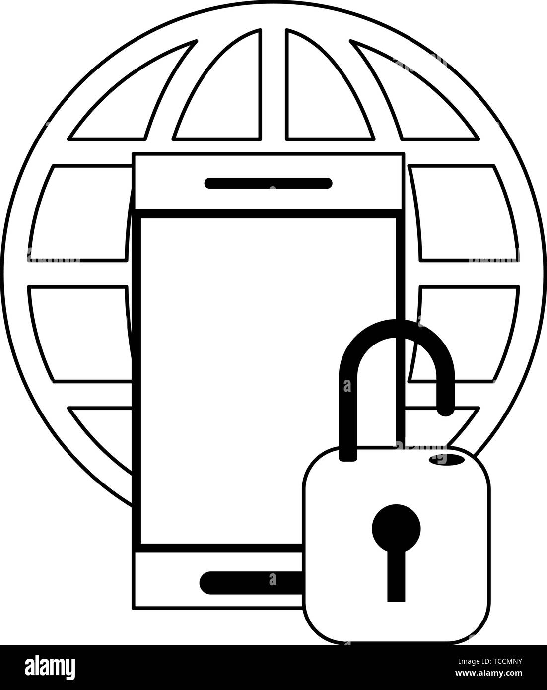 Business and smartphone technology symbols in black and white Stock ...