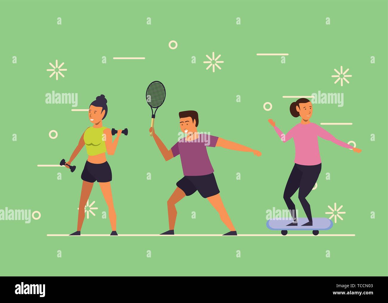 Young people training sports cartoons Stock Vector Image & Art - Alamy