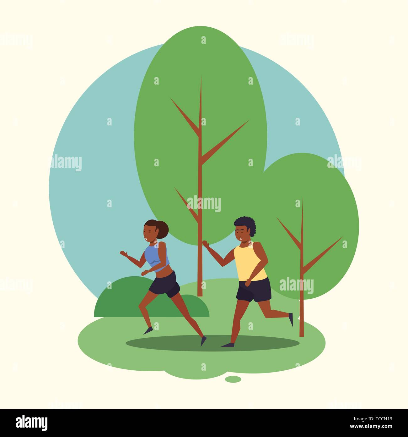 People running in the park scenery cartoon Stock Vector Image & Art - Alamy
