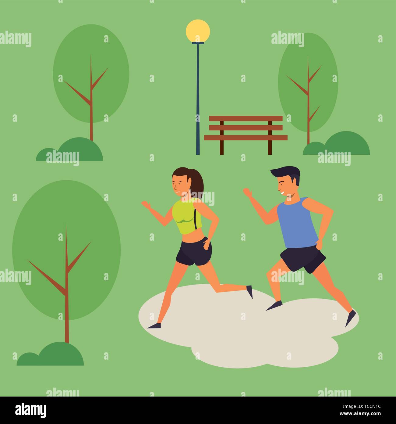 People running in the park scenery cartoon Stock Vector Image & Art - Alamy
