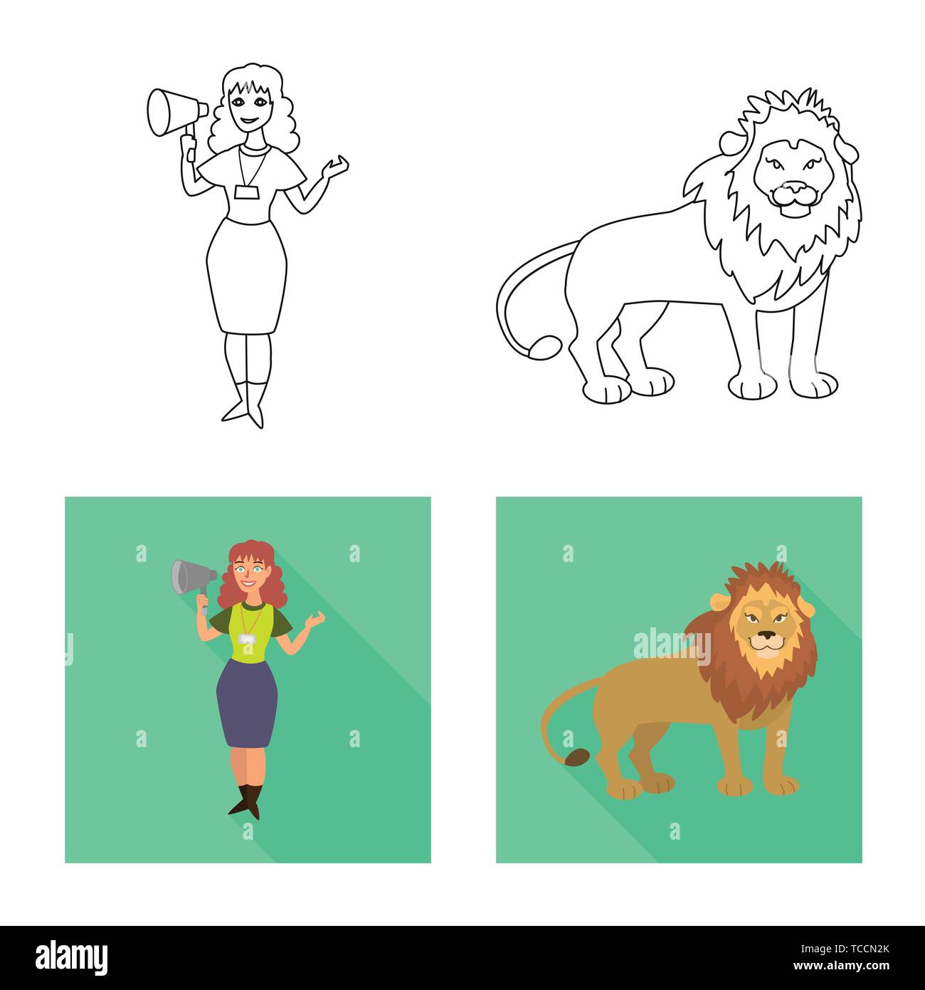 zookeeper,lion,woman,cute,megaphone,jungle,worker,mane,keeper,head ...