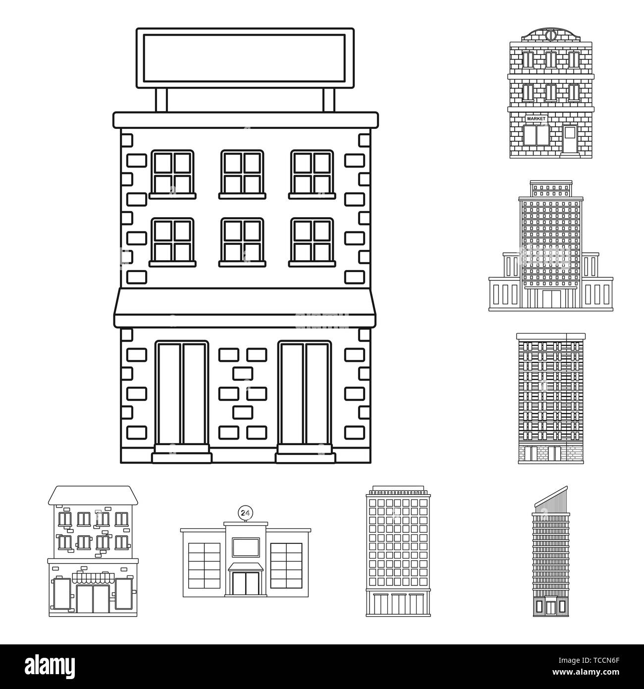 Vector illustration of architecture and exterior logo. Set of ...