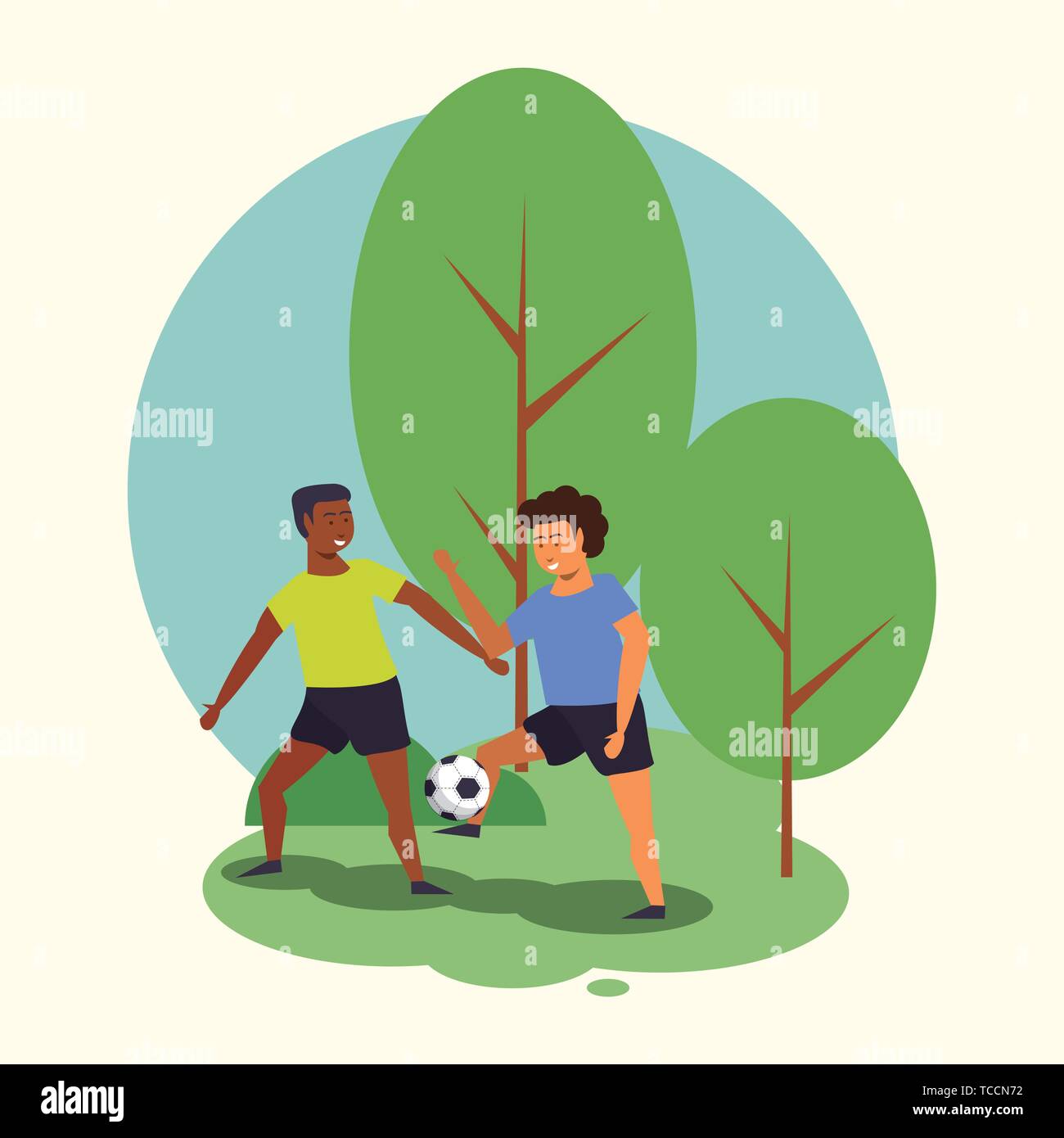 People training soccer at park cartoons Stock Vector Image & Art - Alamy