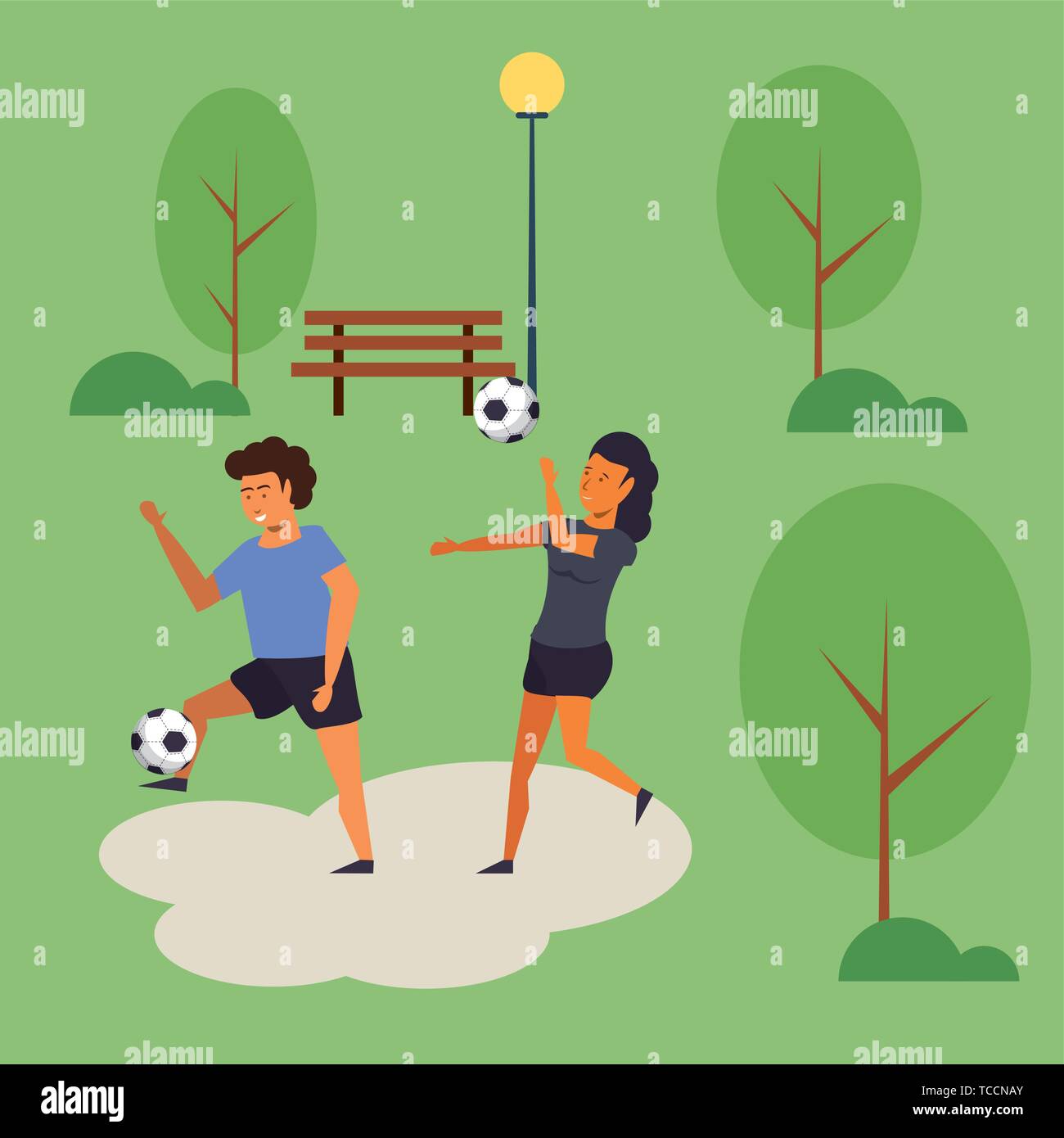 People training soccer at park cartoons Stock Vector Image & Art - Alamy
