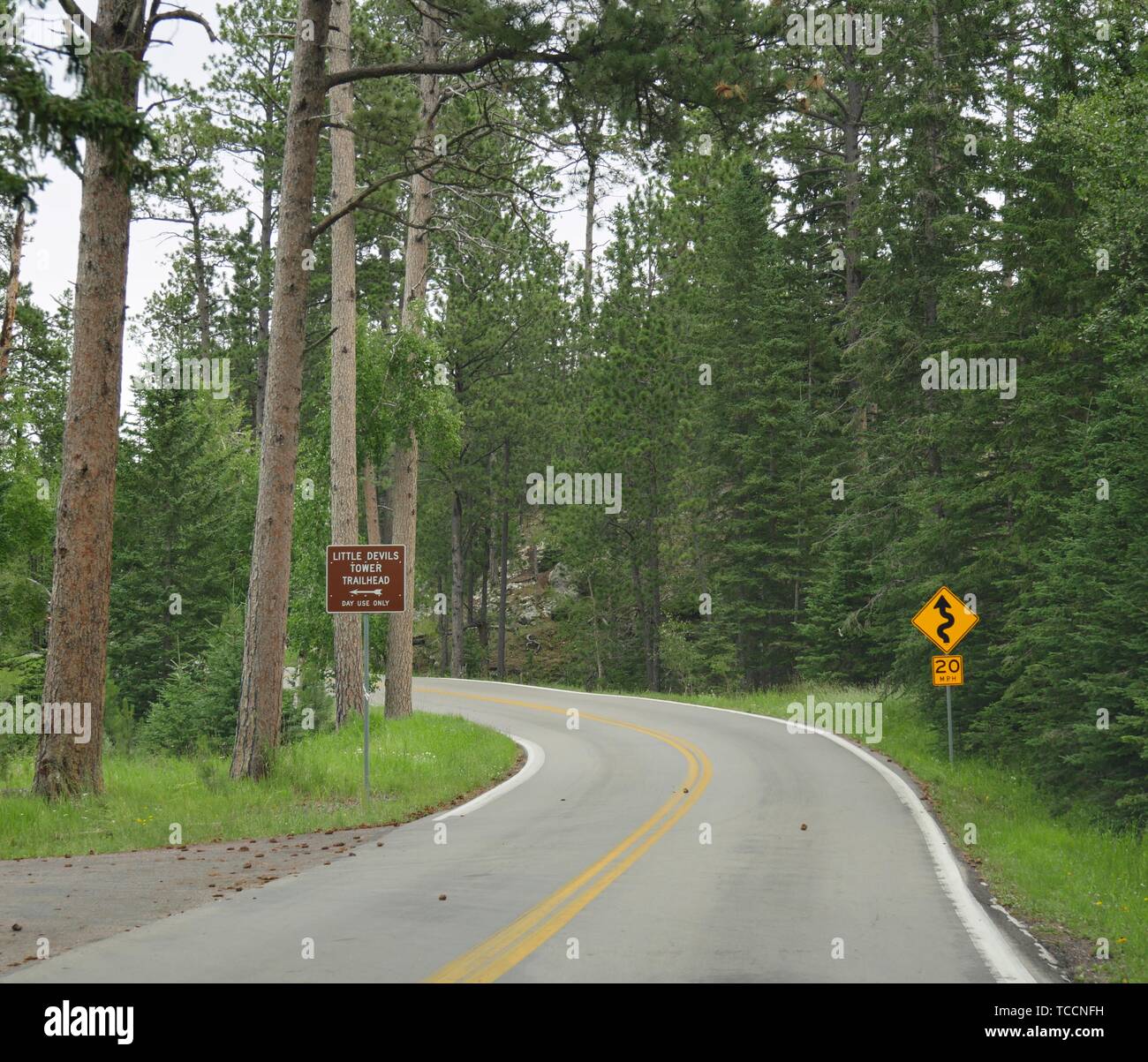 Scenic drive with road signs at Needles Highway, Custer County, South ...