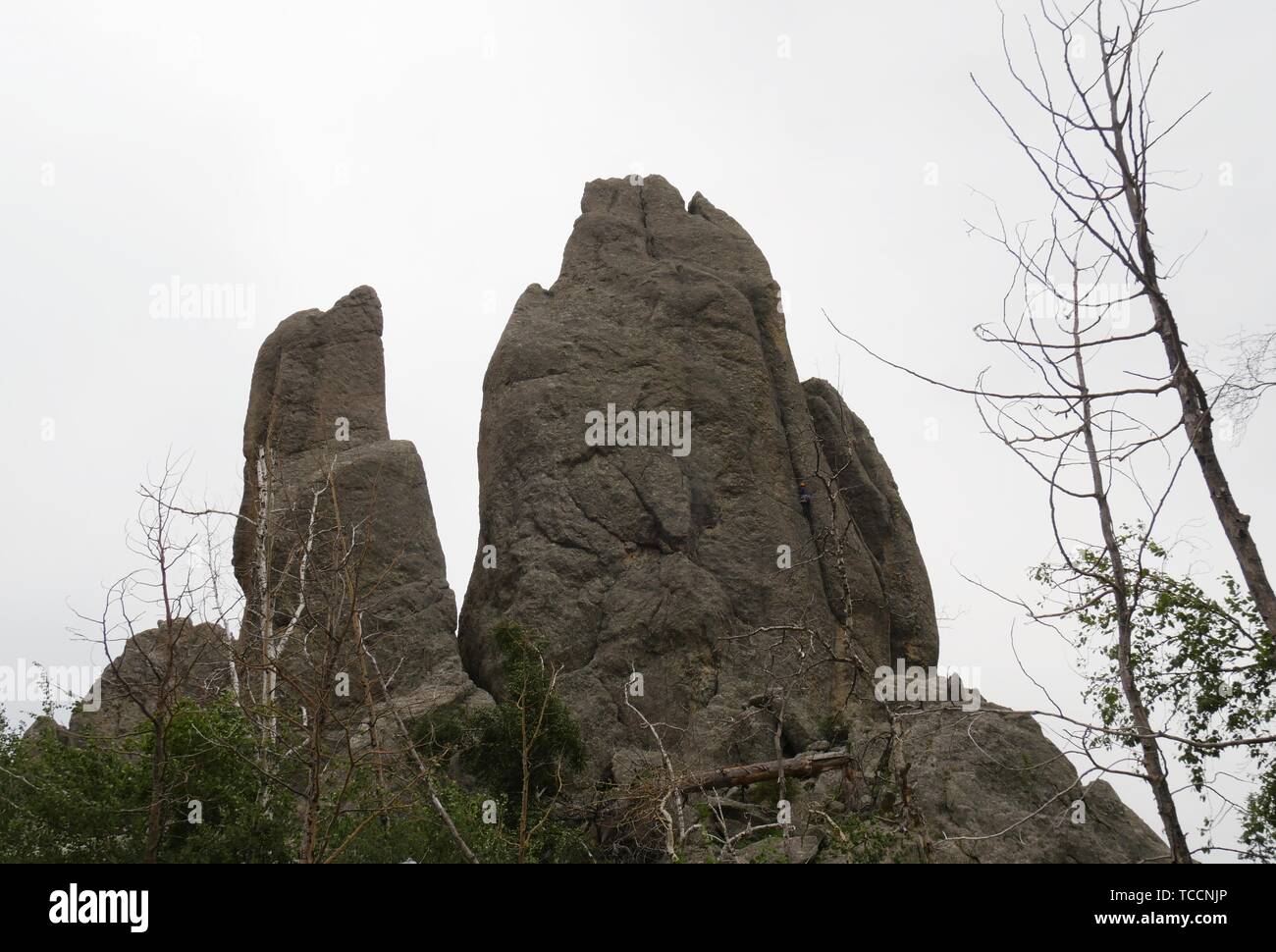 Granite boulders and rock formations at the Needle's Eye, a rock tunnel ...