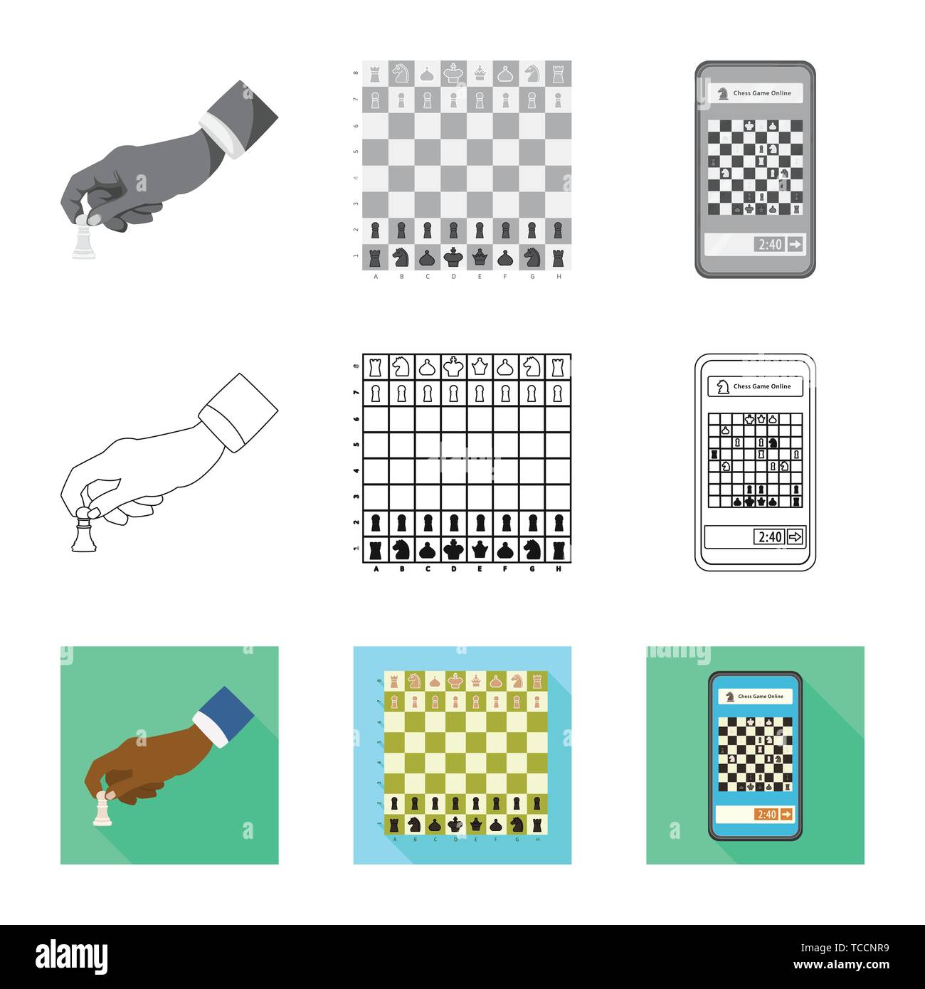 Vector illustration of checkmate and thin icon. Collection of checkmate ...