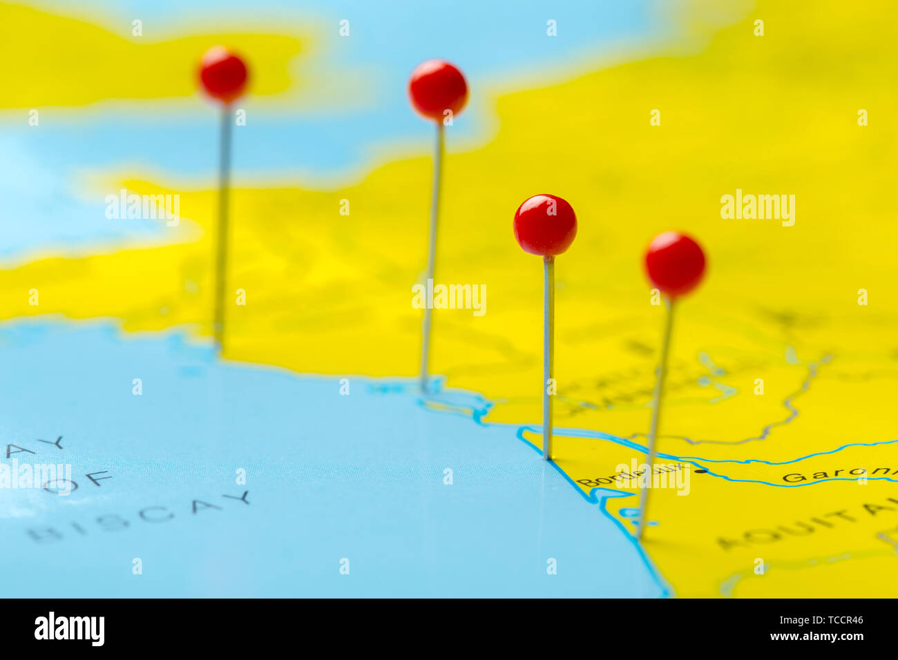 Travel destination points on a map Stock Photo - Alamy