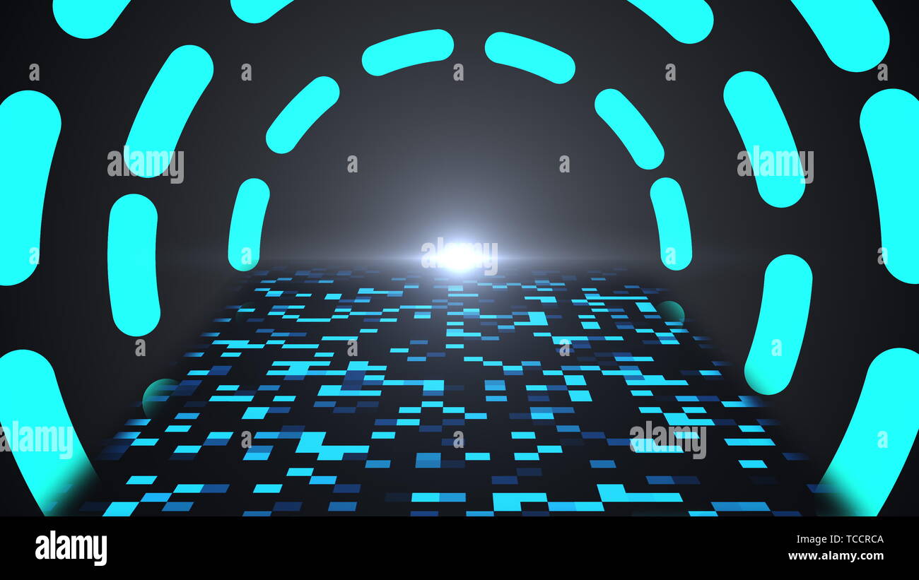 3d abstract technology - like way, tunnel and sun, modern backdrop ...