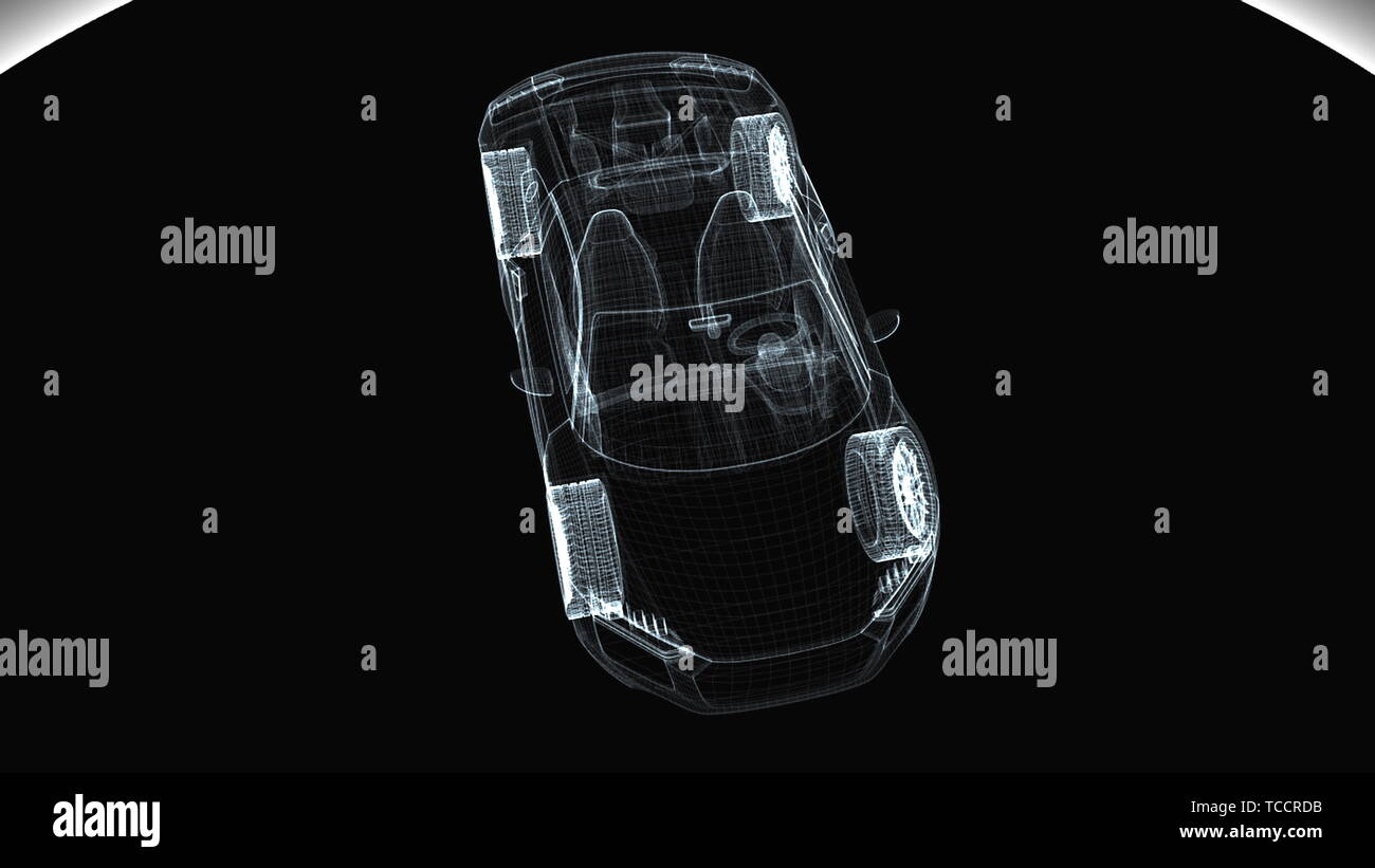 Abstract transparent modern car, 3d render computer generated ...