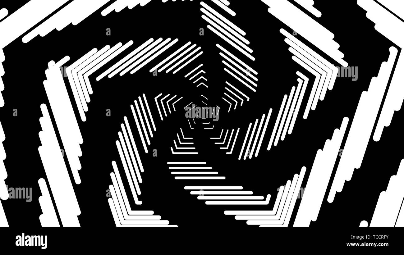 Abstract geometric white strokes, spiral rotating lines, computer ...