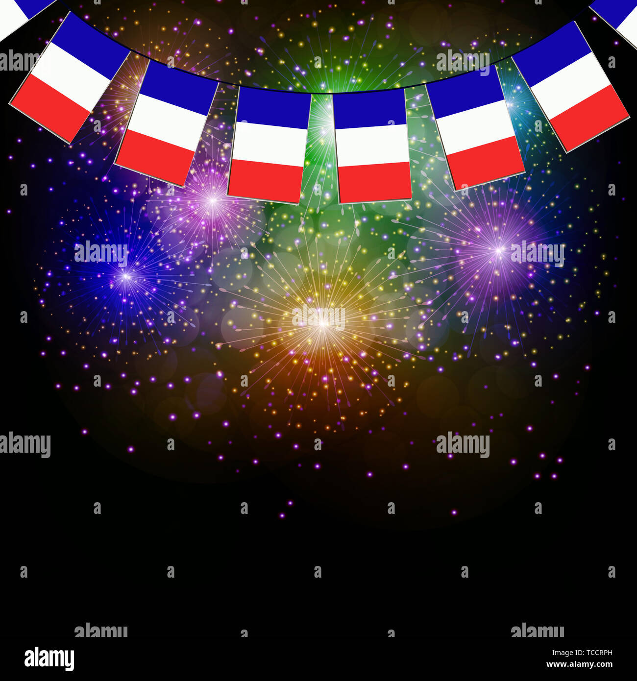 Bright firework with flags France for holidays. Illustration Stock ...