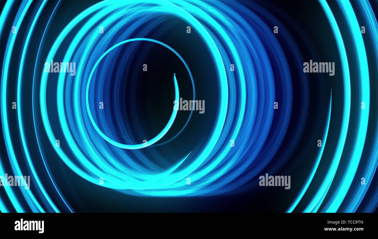 Abstract spiral rotating glow lines, computer generated background, 3D rendering background ...