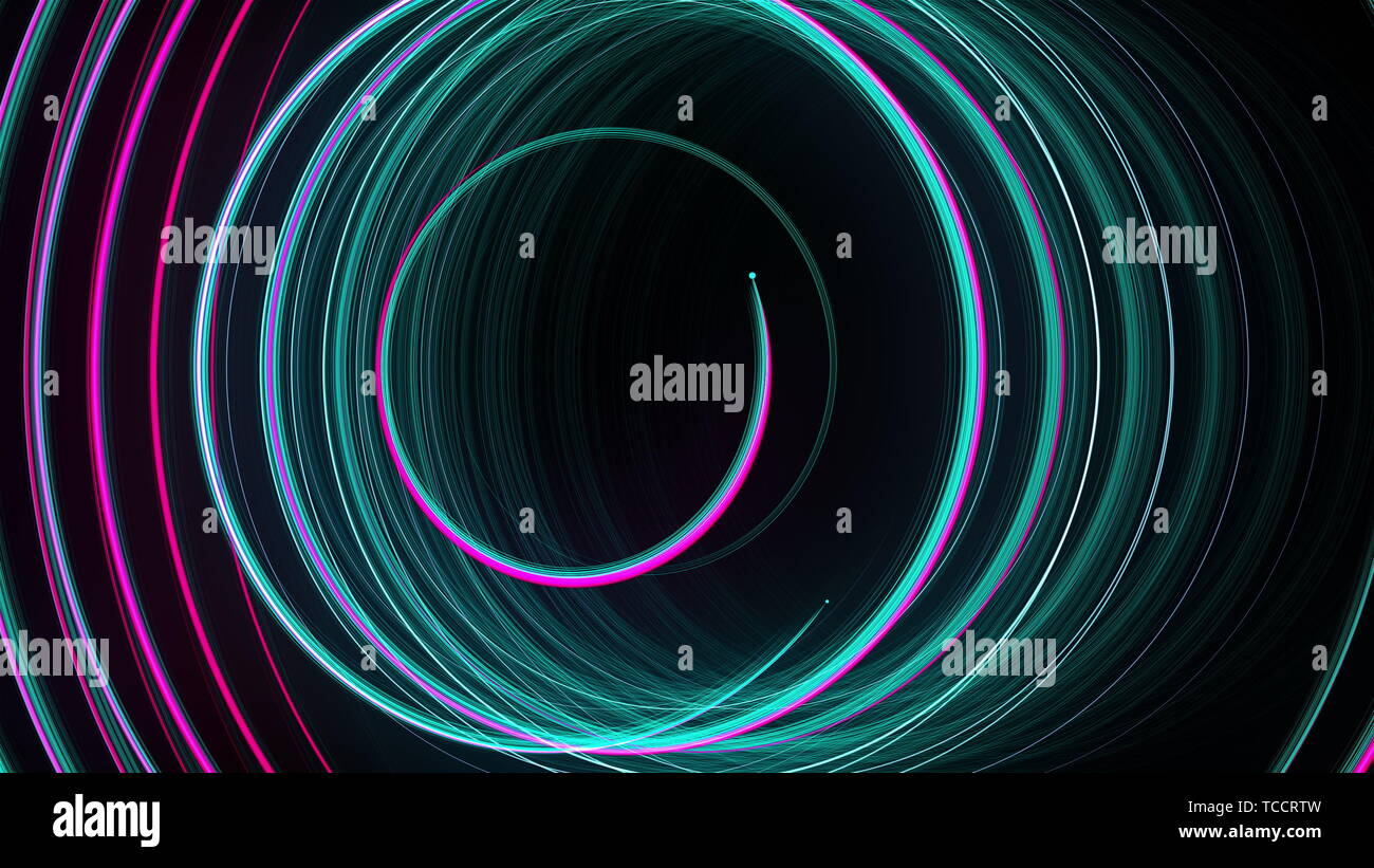 Abstract spiral rotating glow lines, computer generated background, 3D rendering background ...