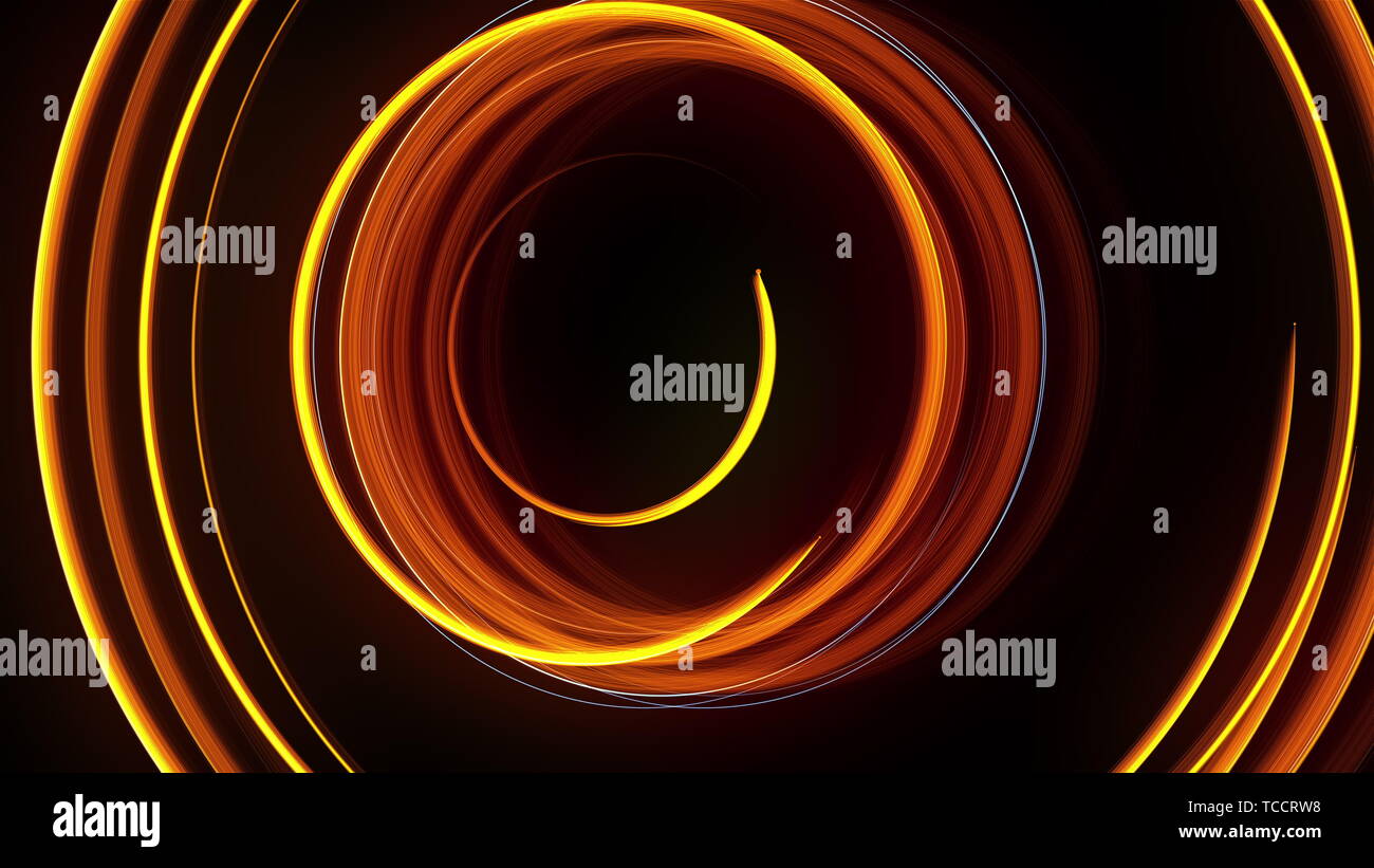 Abstract spiral rotating glow lines, computer generated background, 3D rendering background ...