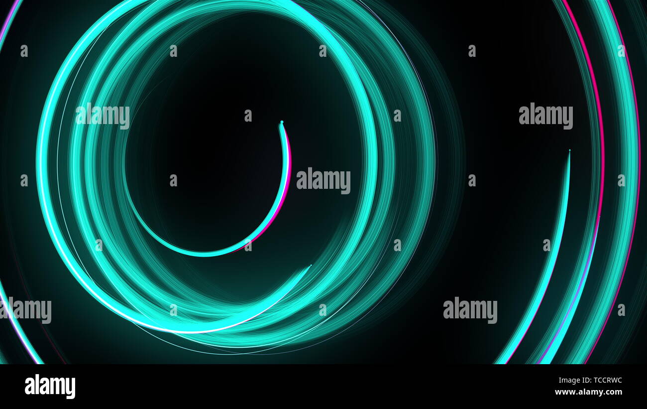 Abstract spiral rotating glow lines, computer generated background, 3D rendering background ...