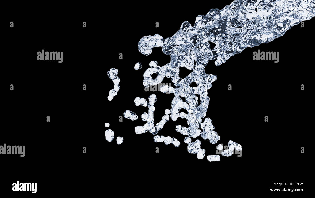 Dropping pure and transparent water flow, 3d render computer generated ...