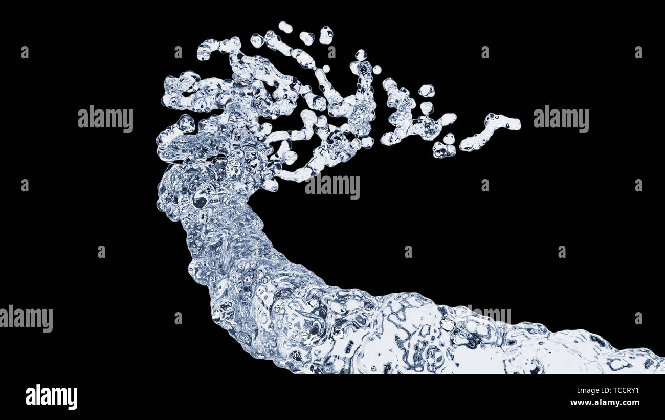 Dropping pure and transparent water flow, 3d render computer generated ...