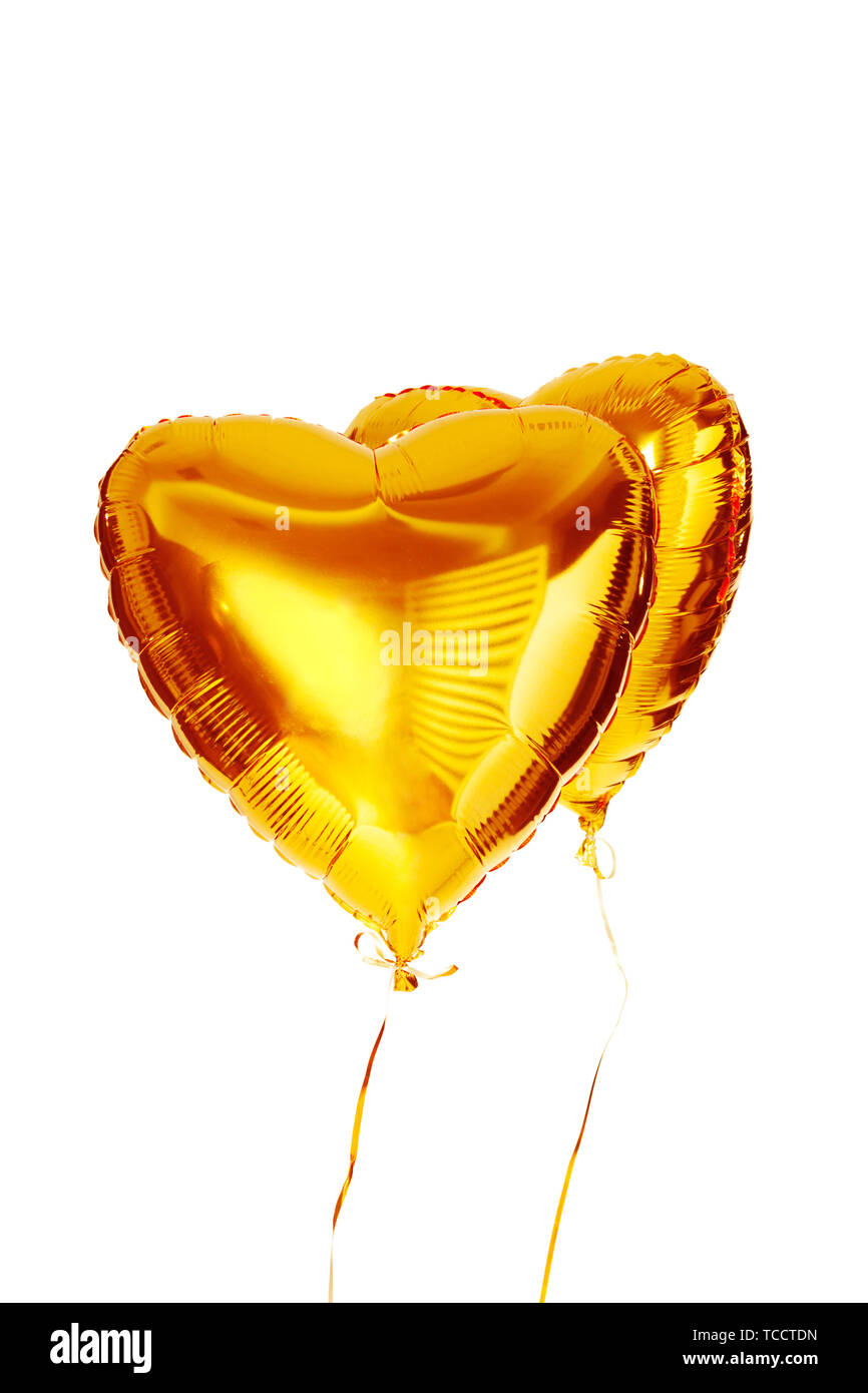 gold big heart metallic balloon isolated on white Stock Photo - Alamy