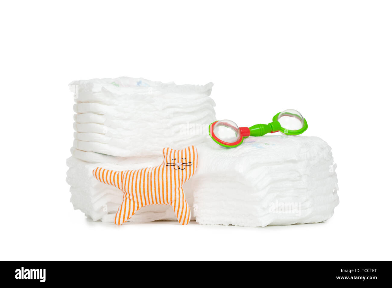 Stack of diapers isolated on white background Stock Photo - Alamy