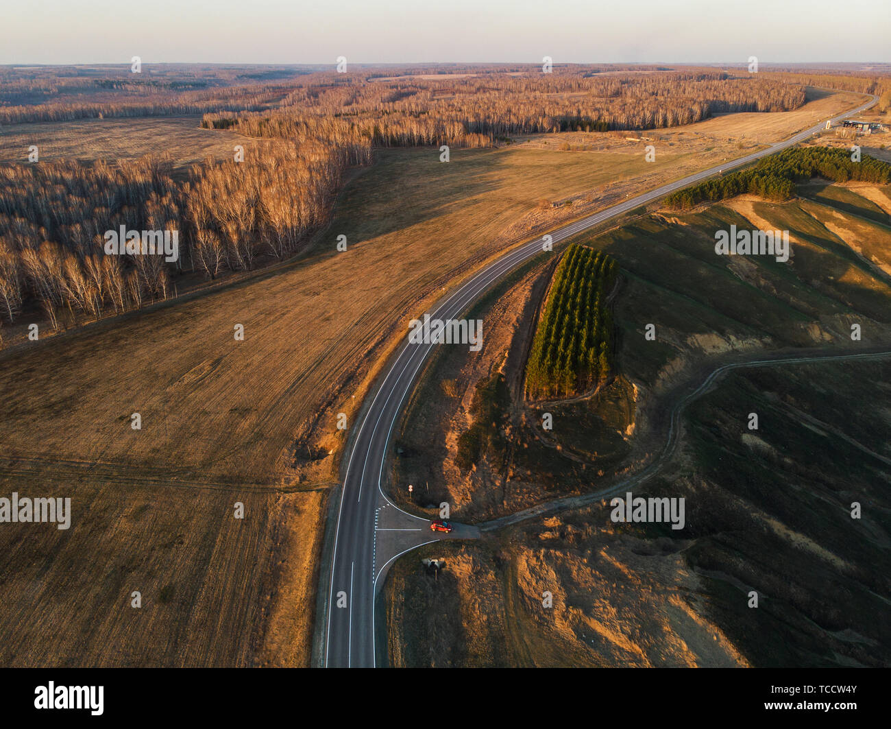 Aerial view of a summer road Stock Photo - Alamy