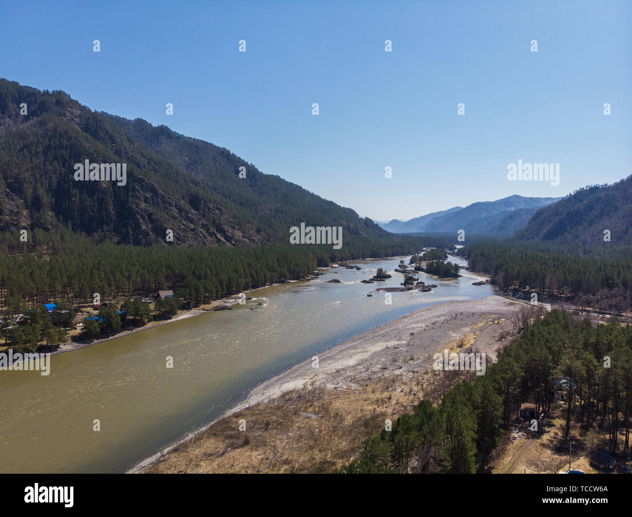 Aerial view of Katun river Stock Photo - Alamy