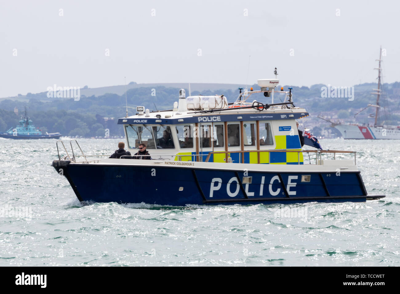 Police boat patrolling water hi-res stock photography and images - Alamy