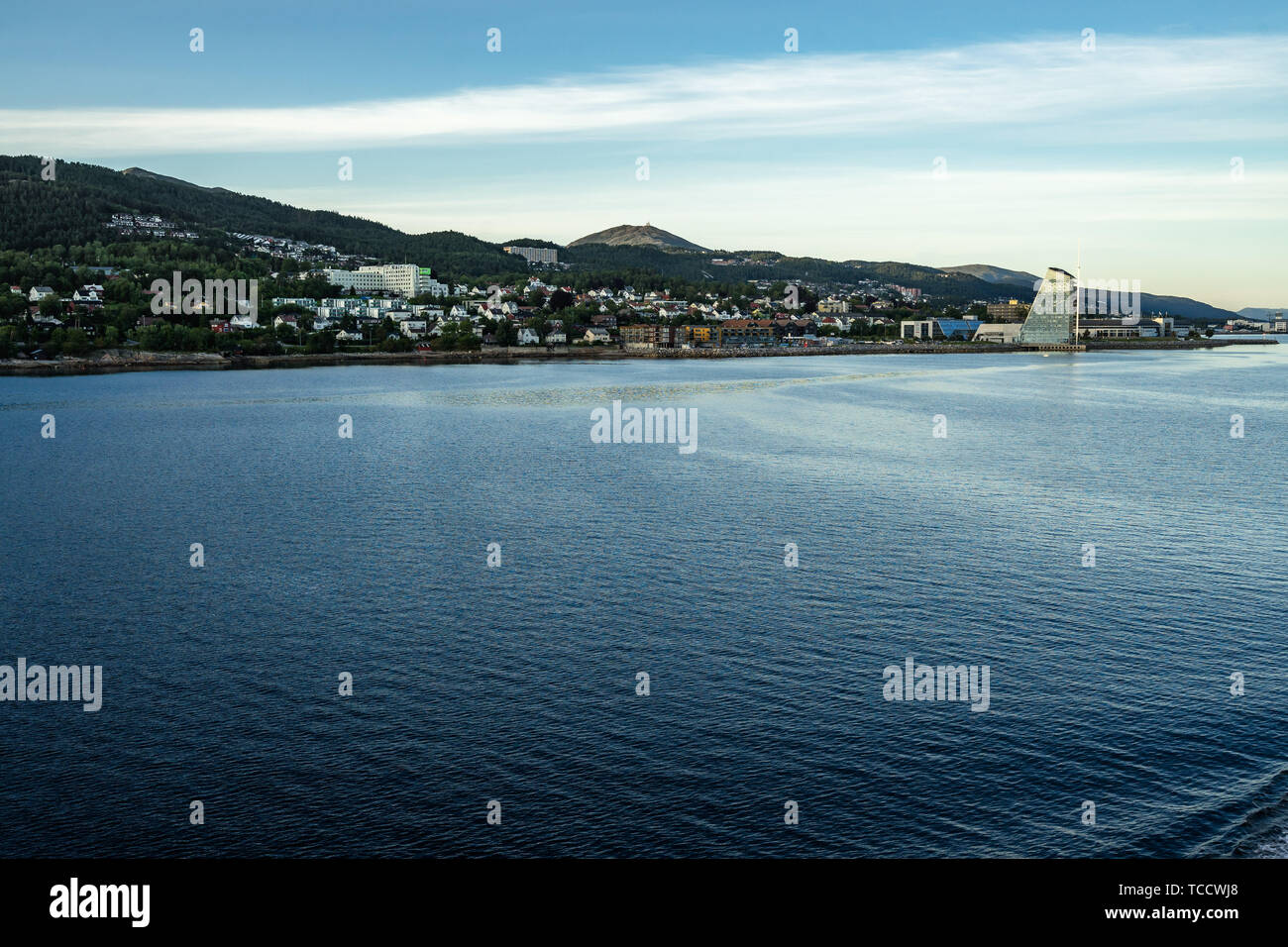 View of Molde at sunset with the distinctive modern architecture of ...