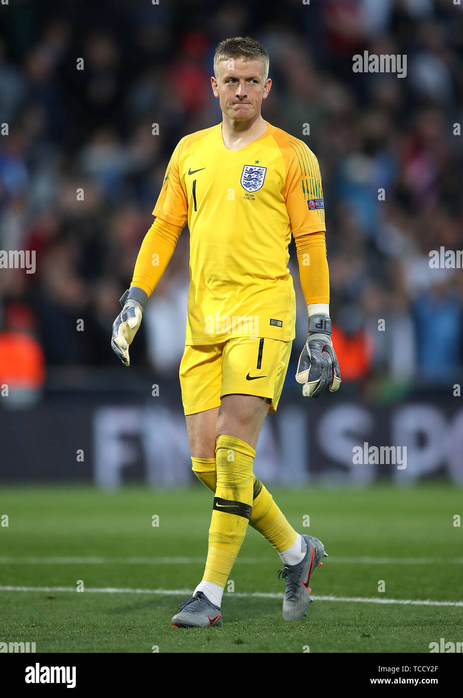 England goalkeeper Jordan Pickford looks on during the Nations League ...