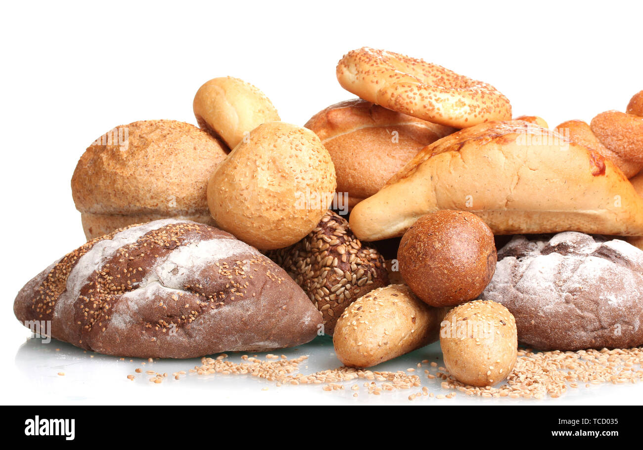delicious breads and wheat isolated on white Stock Photo - Alamy