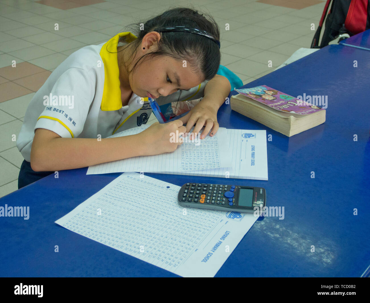 Girl doing math exercises in primary school in Singapore Stock Photo ...