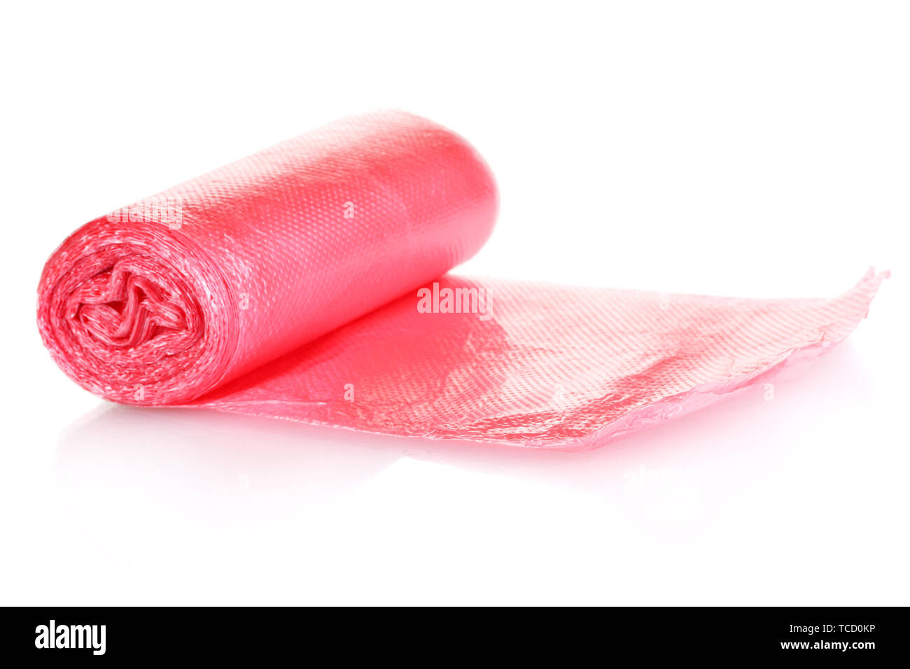 Roll of red garbage bags isolated on white Stock Photo - Alamy