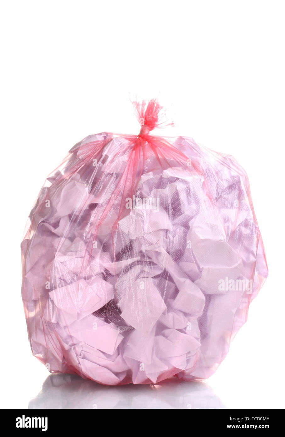red garbage bag with trash isolated on white Stock Photo - Alamy