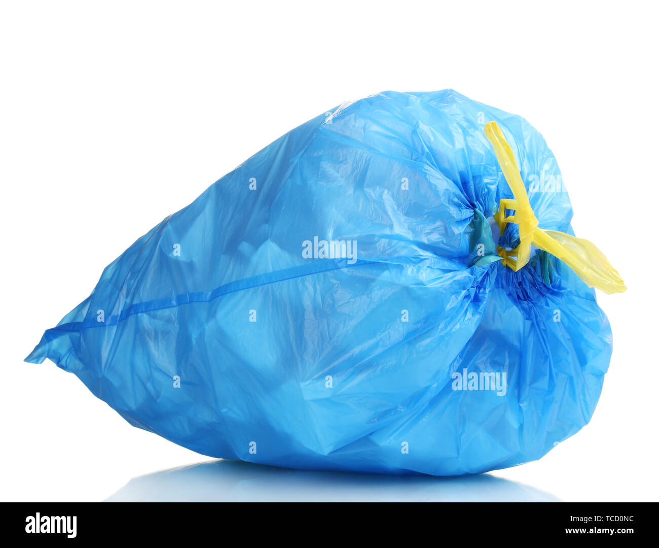 blue garbage bag with trash isolated on white Stock Photo - Alamy