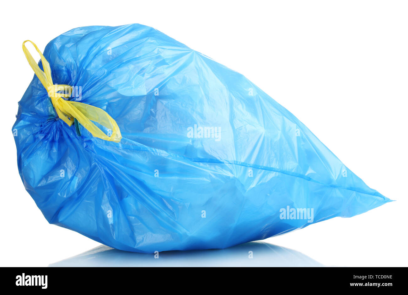 blue garbage bag with trash isolated on white Stock Photo - Alamy