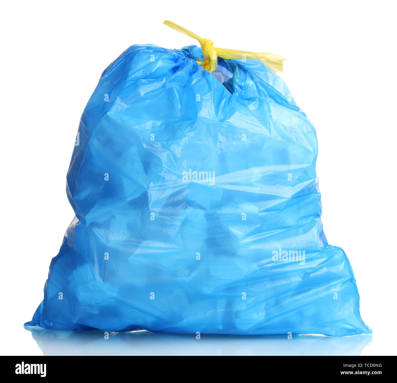 blue garbage bag with trash isolated on white Stock Photo - Alamy