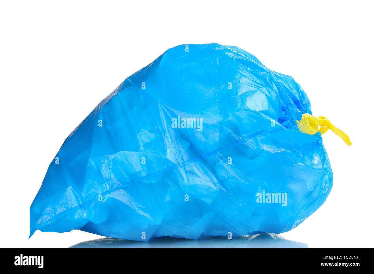 blue garbage bag with trash isolated on white Stock Photo - Alamy