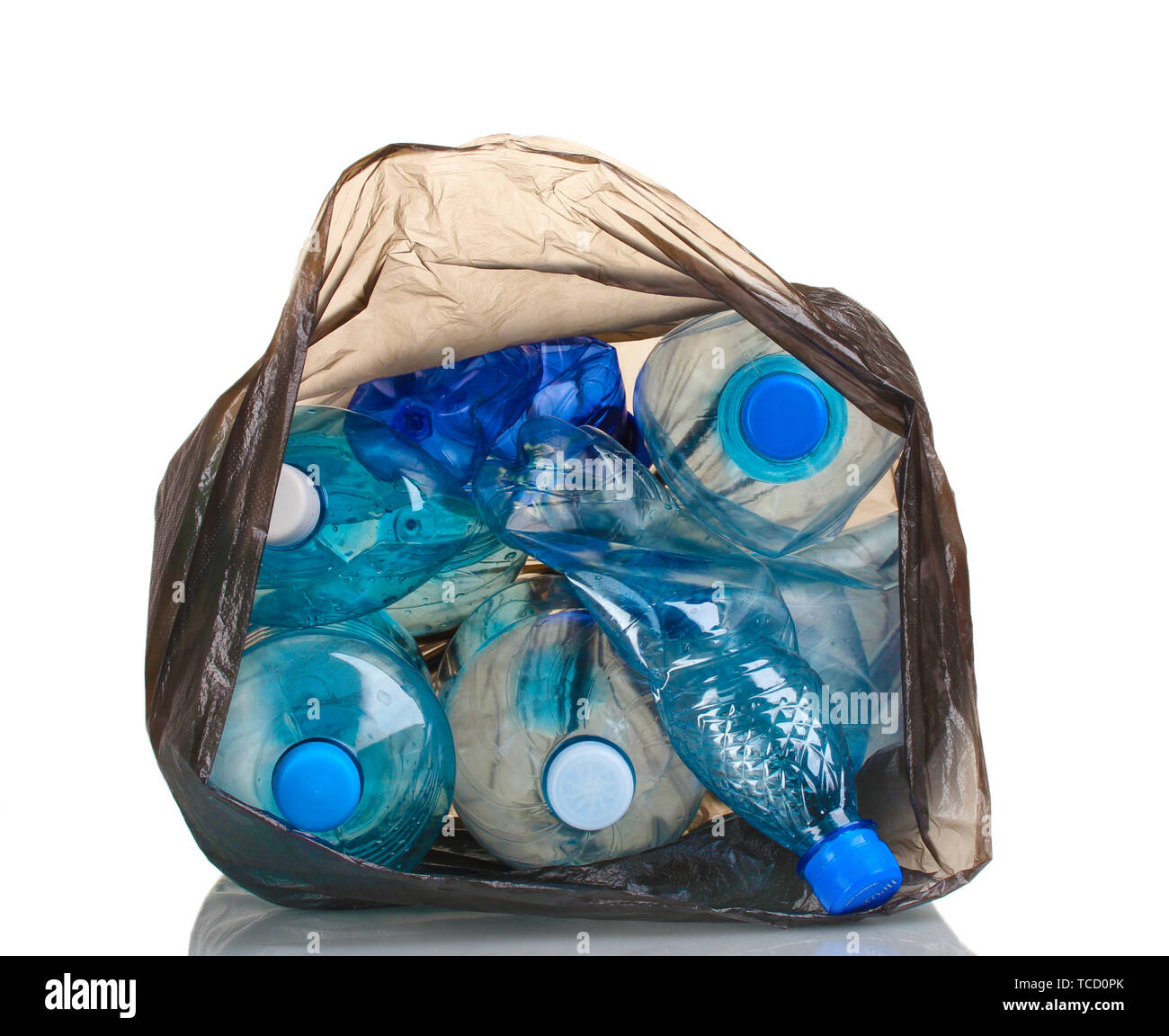 open black garbage bag with trash isolated on white Stock Photo - Alamy